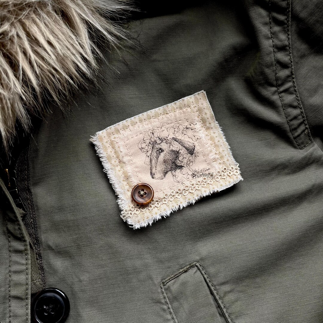 Michelle L. Palmer Sheep Purse Patch Pin Back Brooch Original Handmade ...