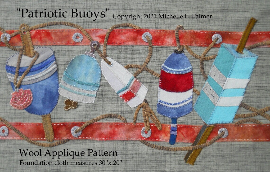 Patriotic Buoys Wool Appliqué Embroidery DIGITAL Download PDF PATTERN ...