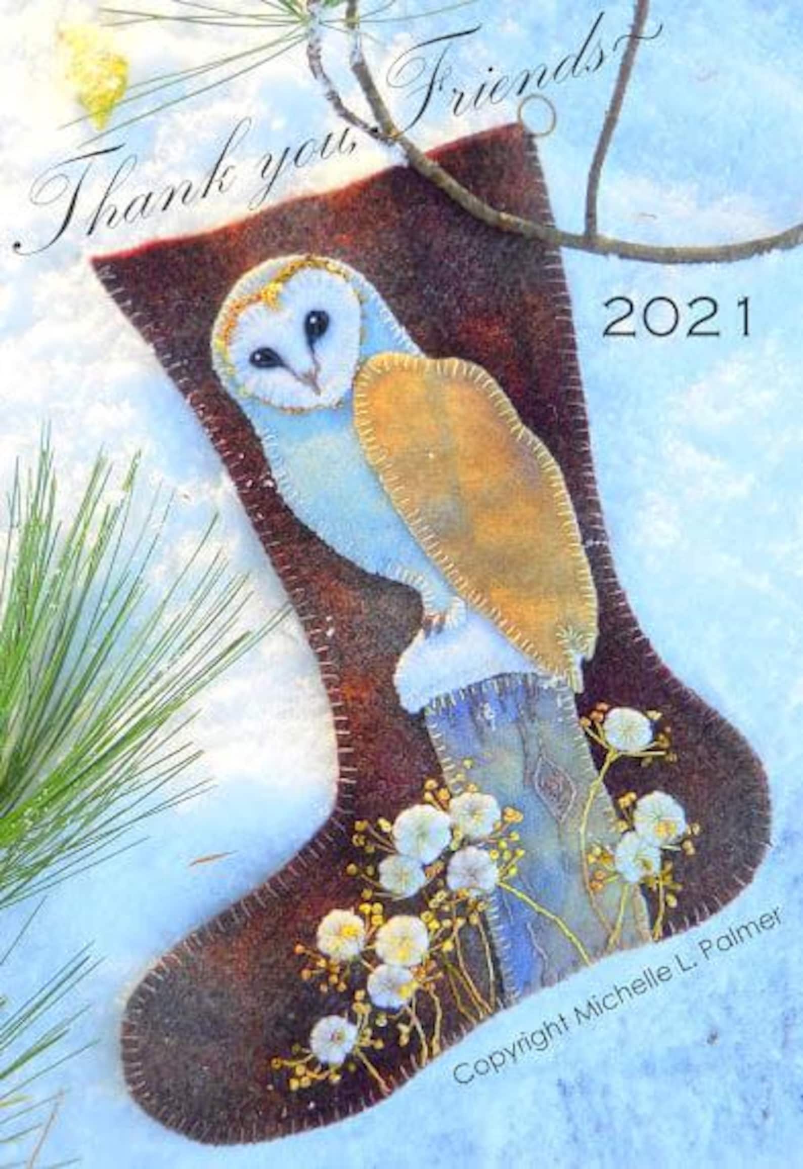 Winter Barn Owl Stocking Wool Appliqué Embroidery DIGITAL Jpeg and PDF ...