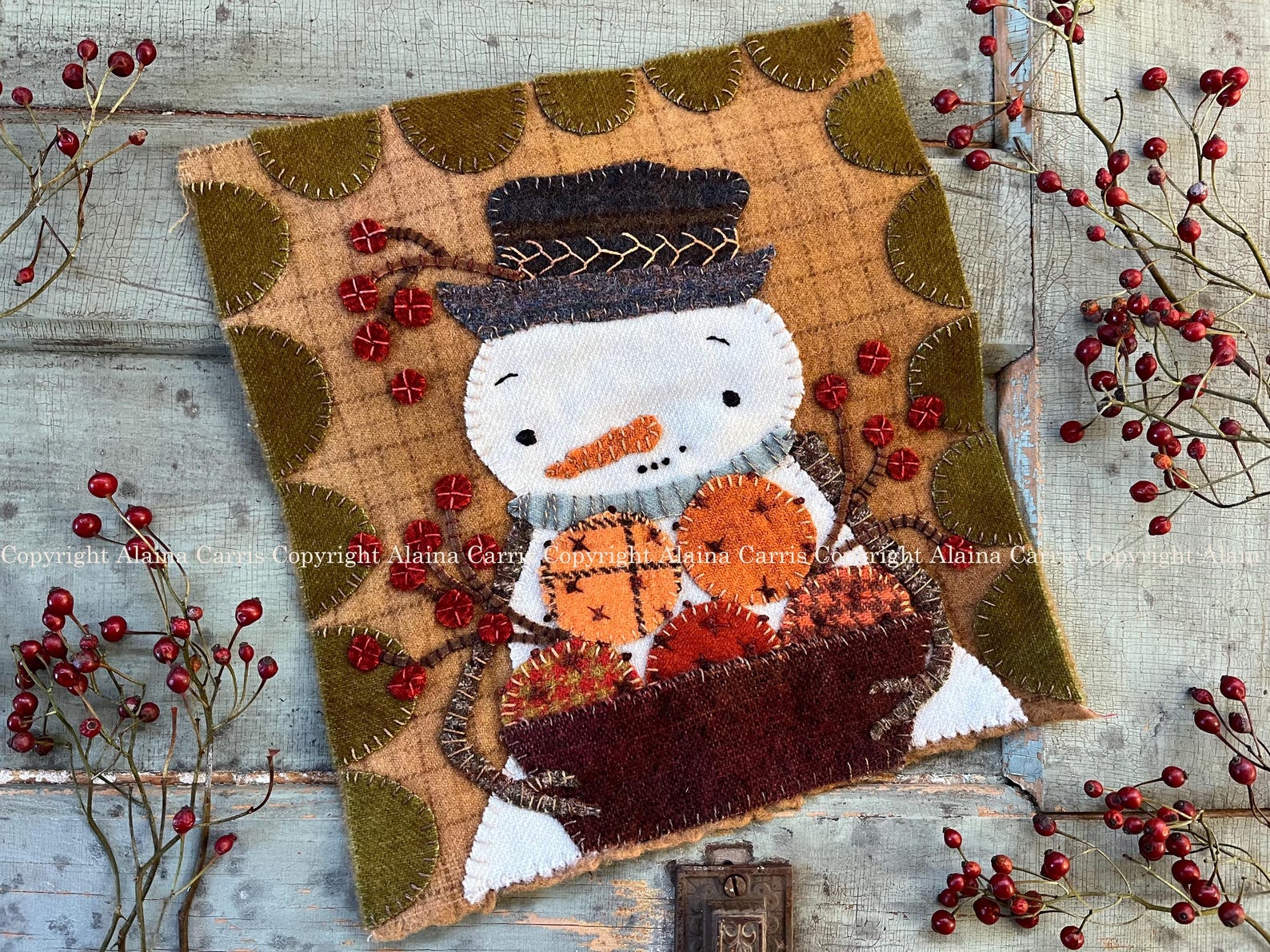 Pomander Ball Snowman Wool Appliqué Embroidery DIGITAL Jpeg and PDF ...