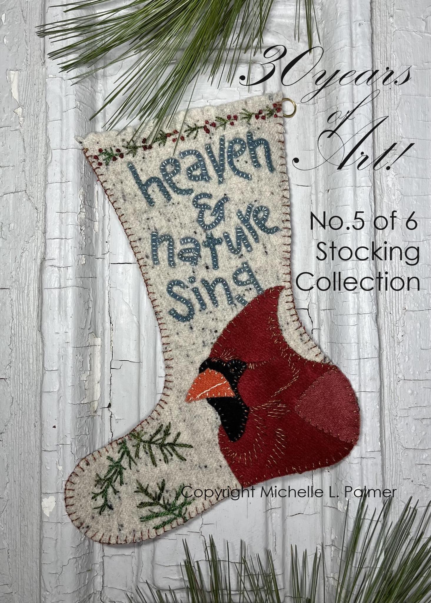Cardinal Joy Stocking Wool Appliqué Embroidery DIGITAL Jpeg and PDF ...