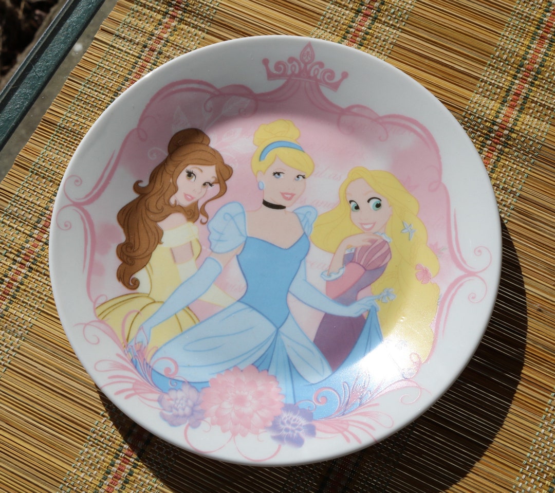 90s Disney Ceramic Plate CINDERELLA BELLE AURORA for Reuse Luncheon ...