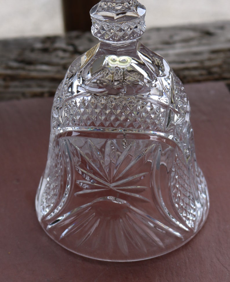 60s West German Hand Cut Crystal Glass BELL 24% Lead Crystal Frosted ...