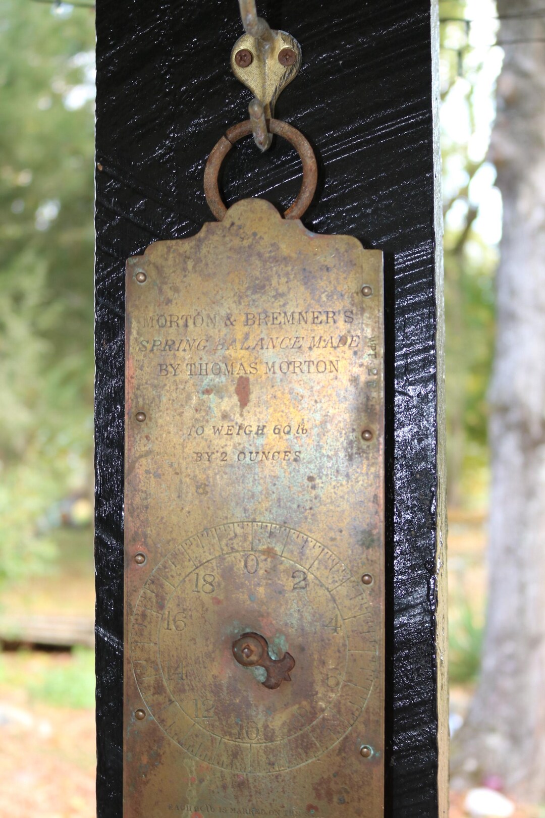 1874 Antique Spring Balance Scale Brass Front Morton & Bremner New York ...