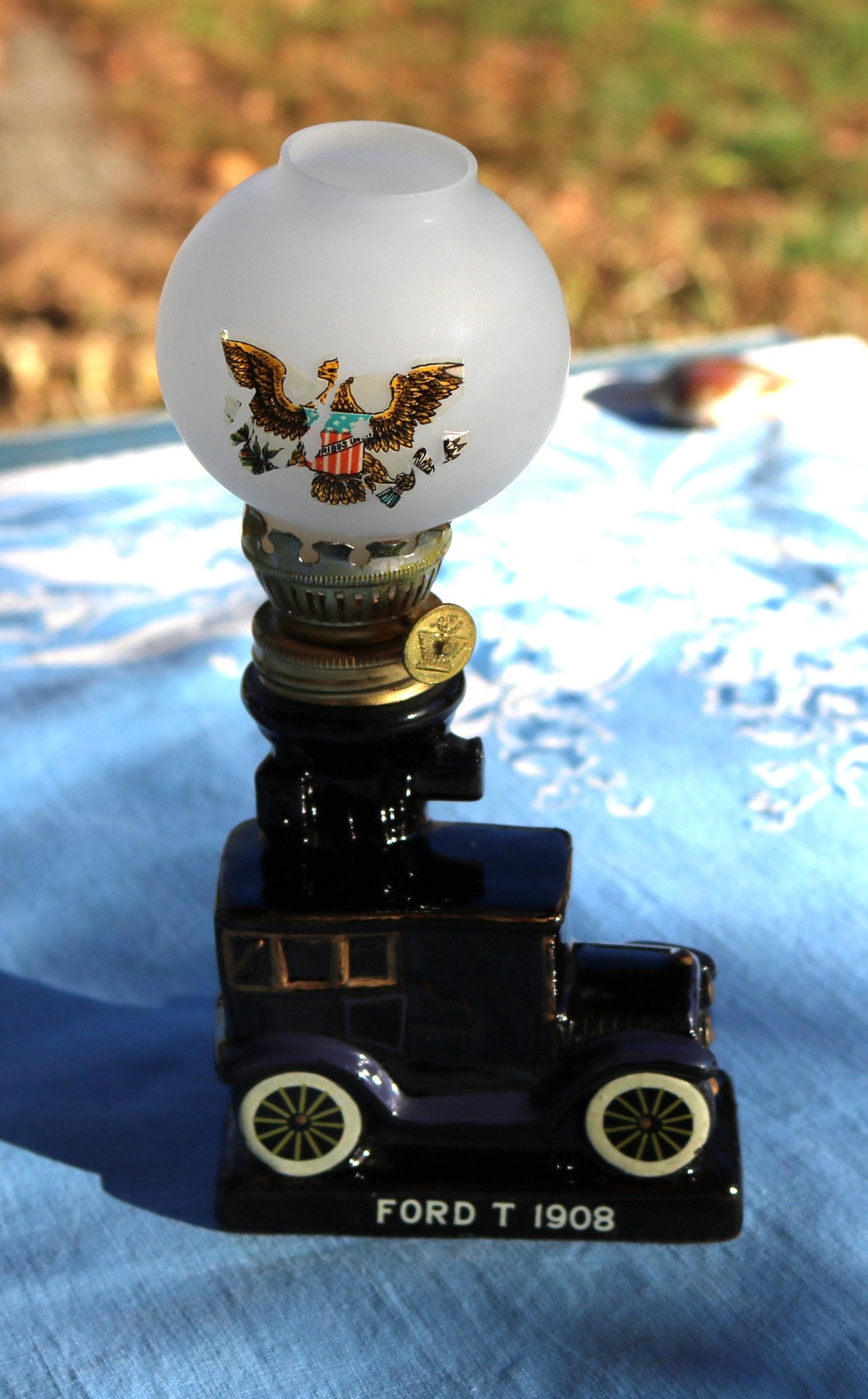 60s Small FORD T 1908 Car Oil Lamp Black and Purple Ceramic Tilso Japan ...