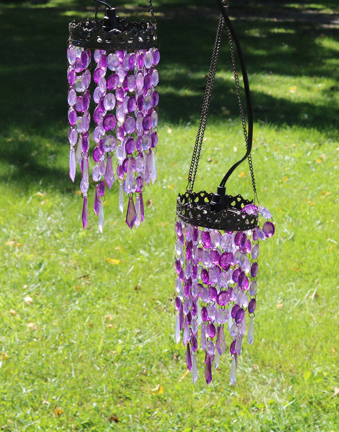 TWO 70's Purple & Lavender DANGLING LIGHTS Hanging Prism Lamps - Etsy