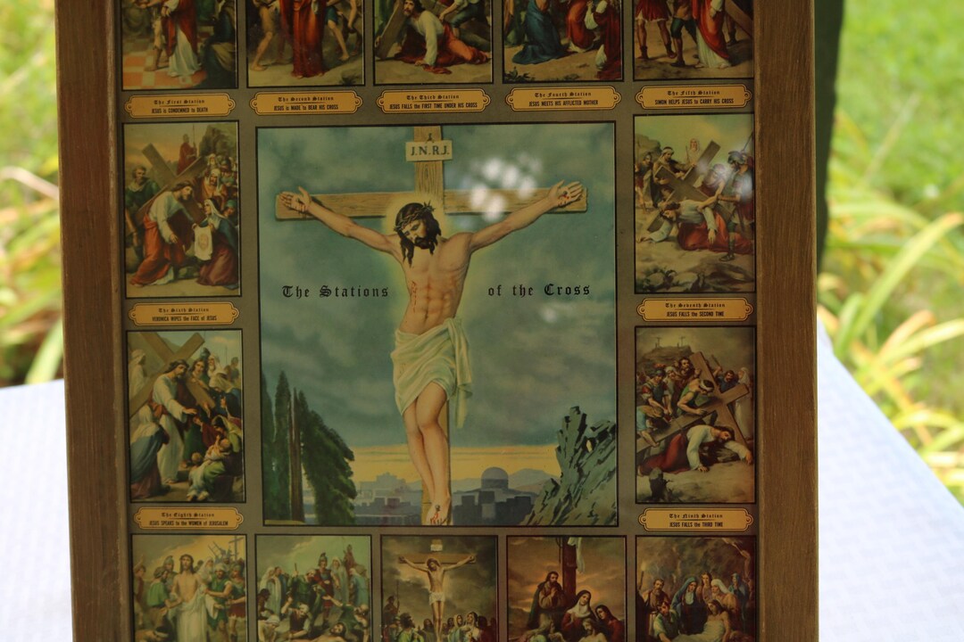 40s Framed STATIONS of the CROSS LITHOGRAPHY Catholic Religious - Etsy