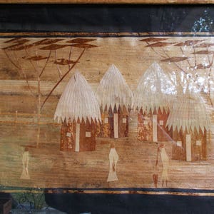 Primitive Tribal Art Work With Both VILLAGE SCENE and FRAME Done in ...