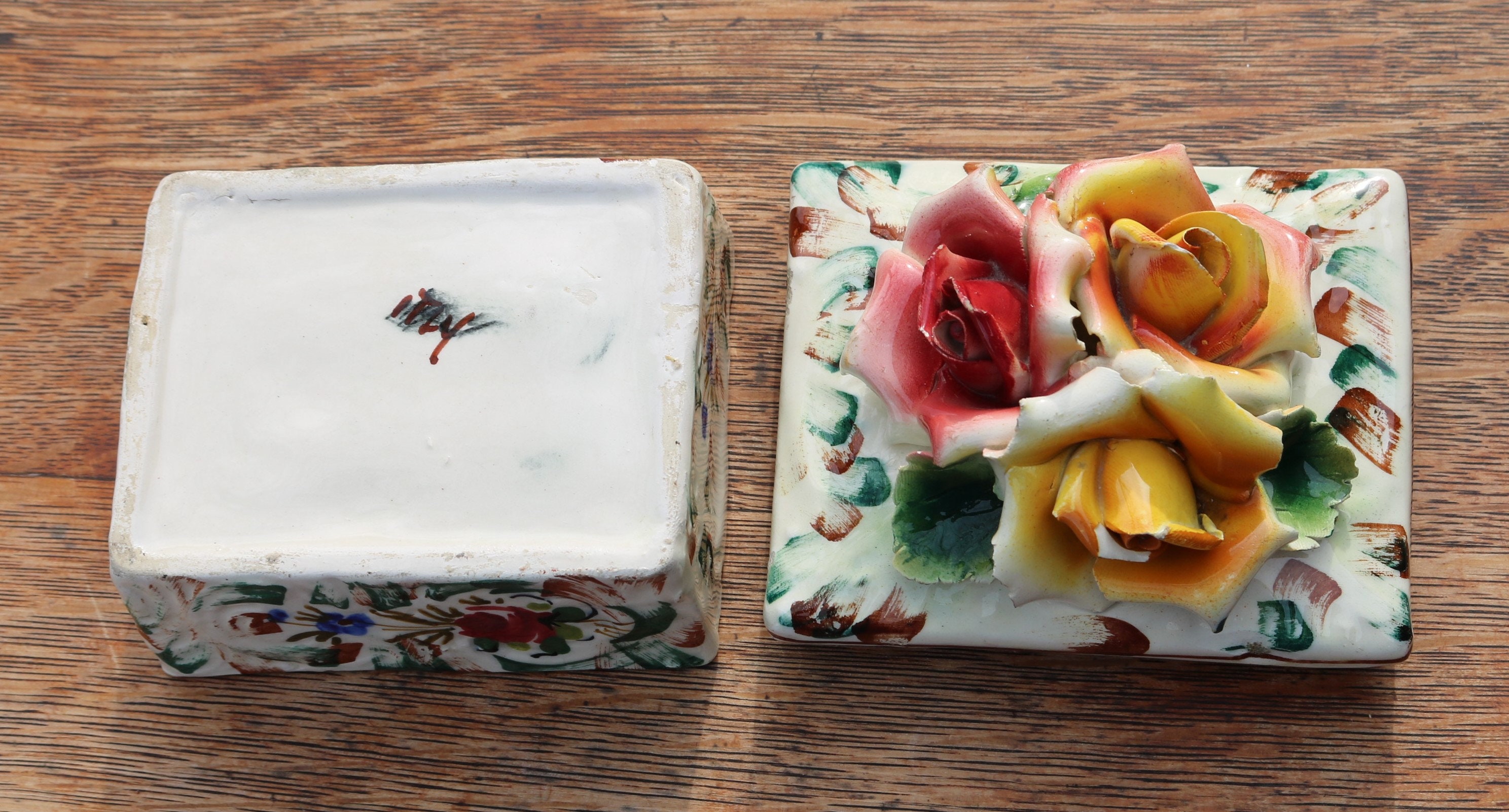 50s Italian Covered Soap Dish High Relief Roses Handmade Etsy 