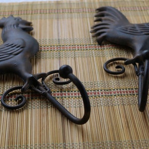 70s ROOSTER HOOK Black and Bronze Painted Tin and Steel Large - Etsy
