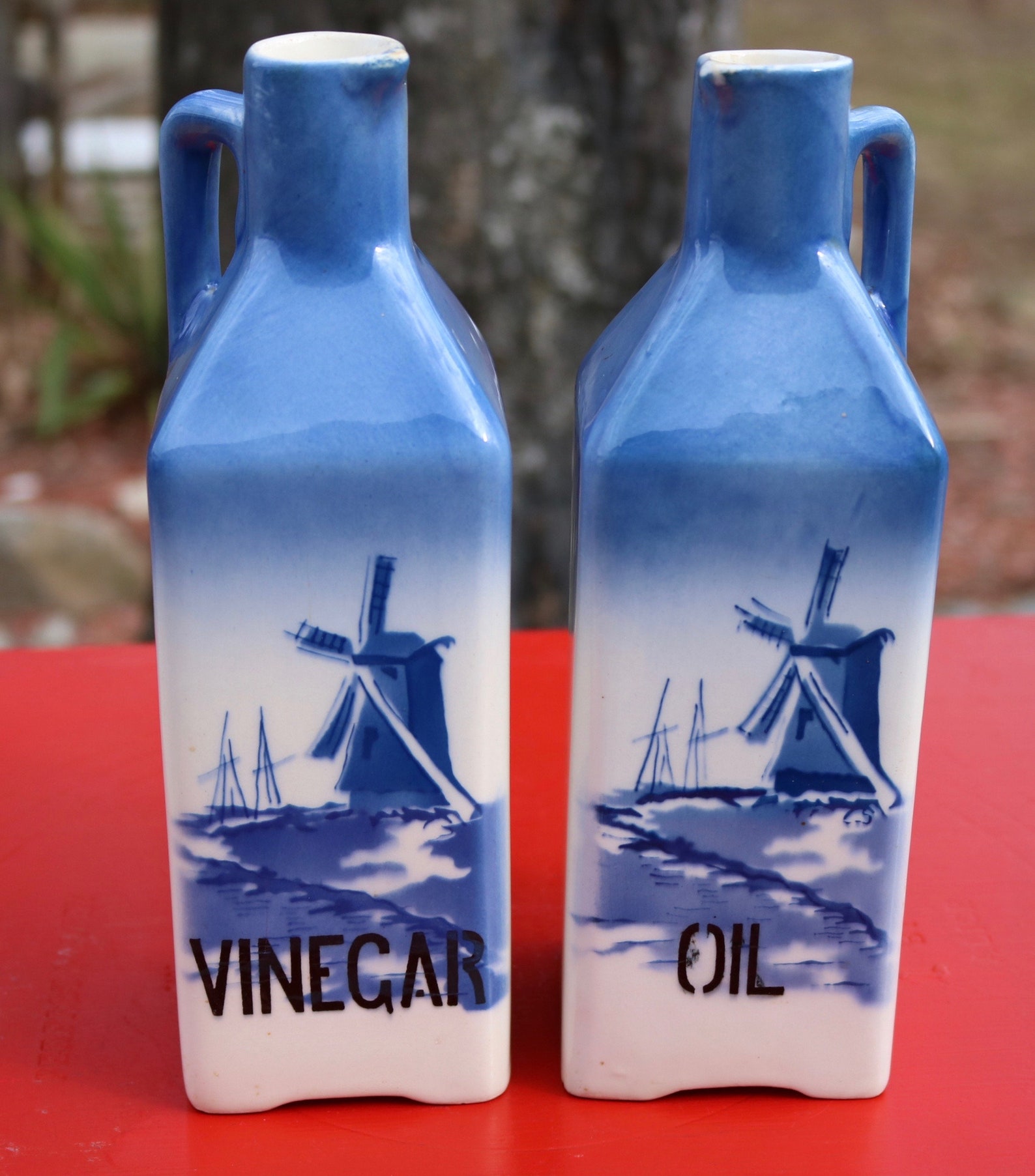 Vintage Ceramic Cruet Set Vinegar and Oil Made in - Etsy