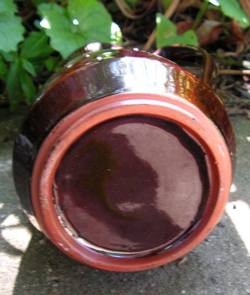 40s Red Clay Pottery Syrup Pitcher Brown Glaze Hand Painted - Etsy