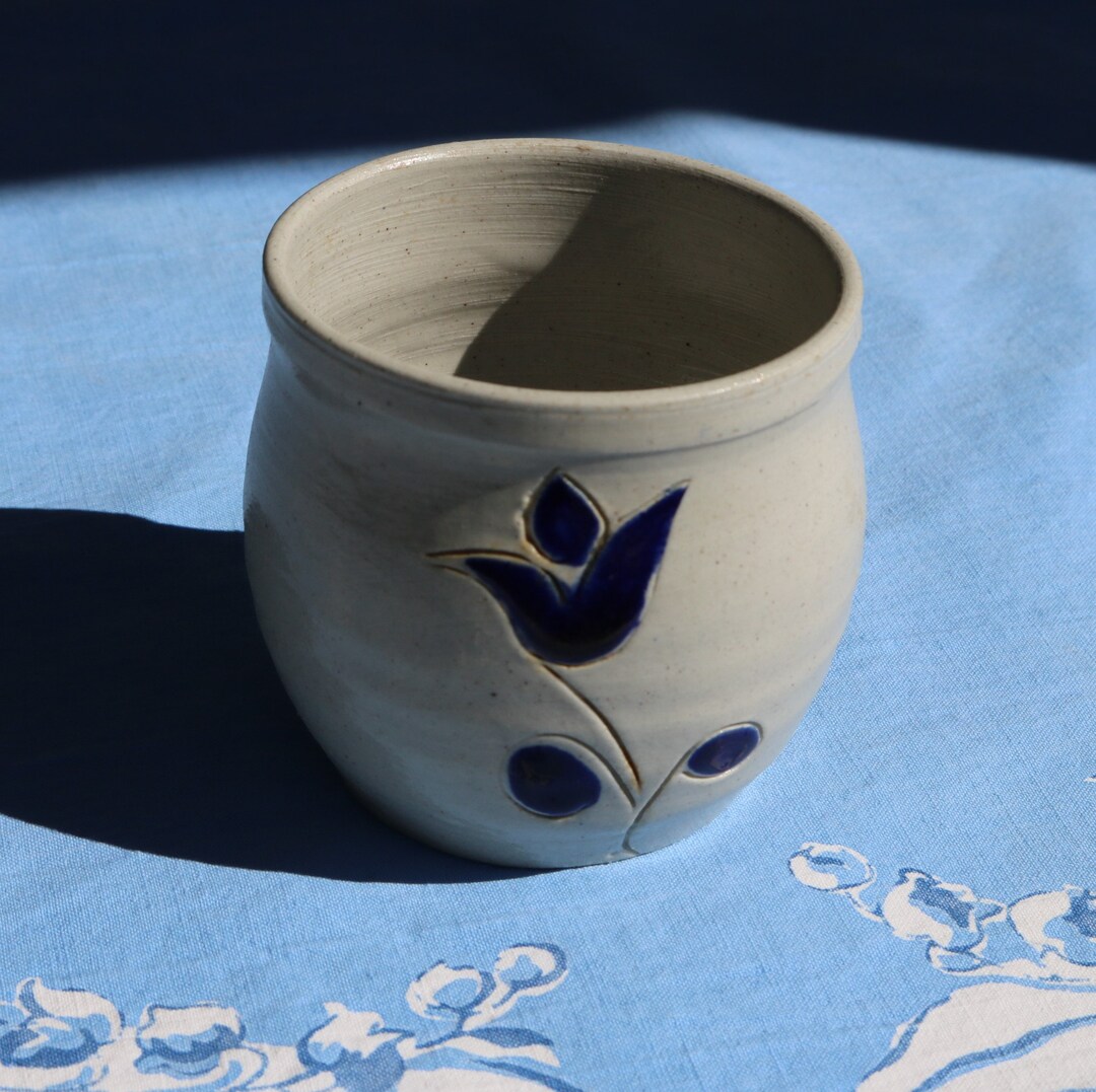 80s Salt Glaze PLANTER Pot by Williamsburg Pottery Light Gray With ...