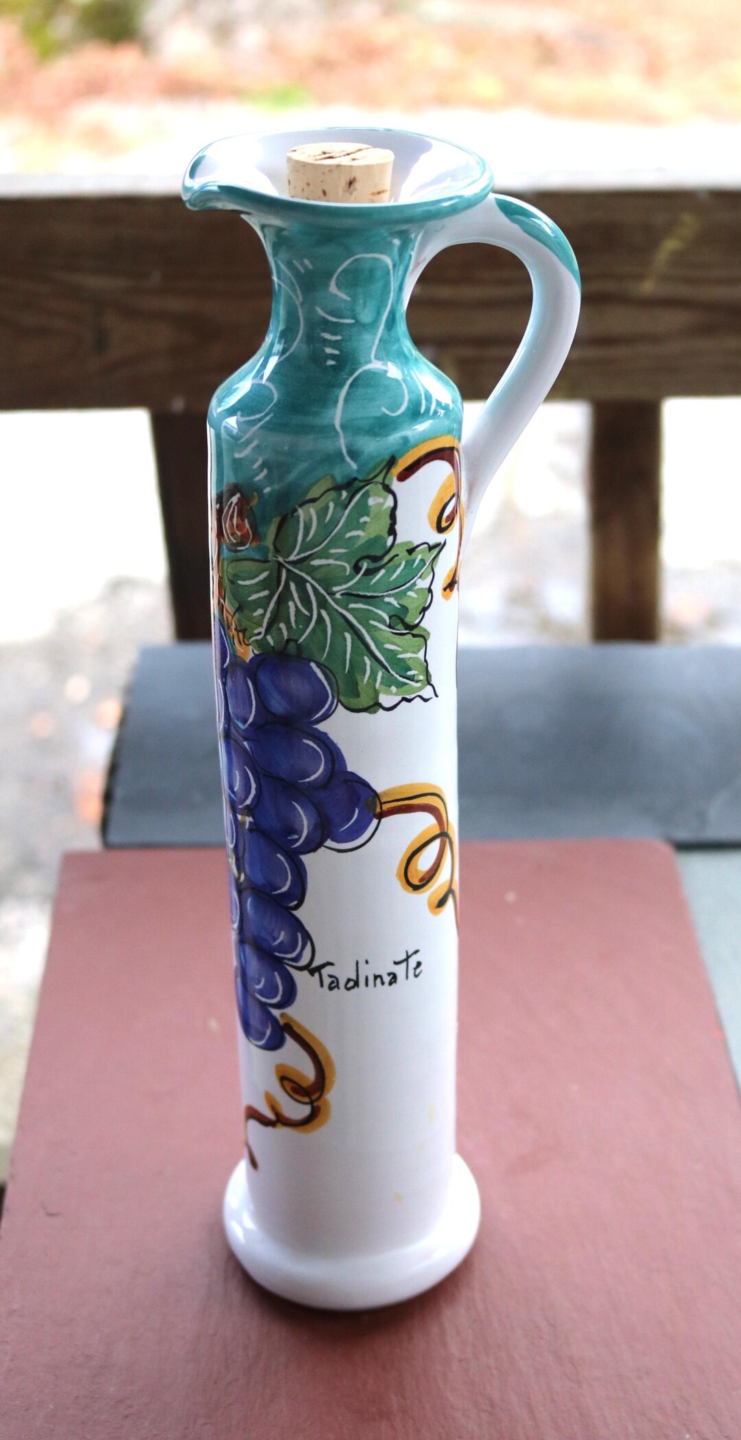 80s Italian CRUET BOTTLE Hand Painted POTTERY by Ceramiche Tadinate ...
