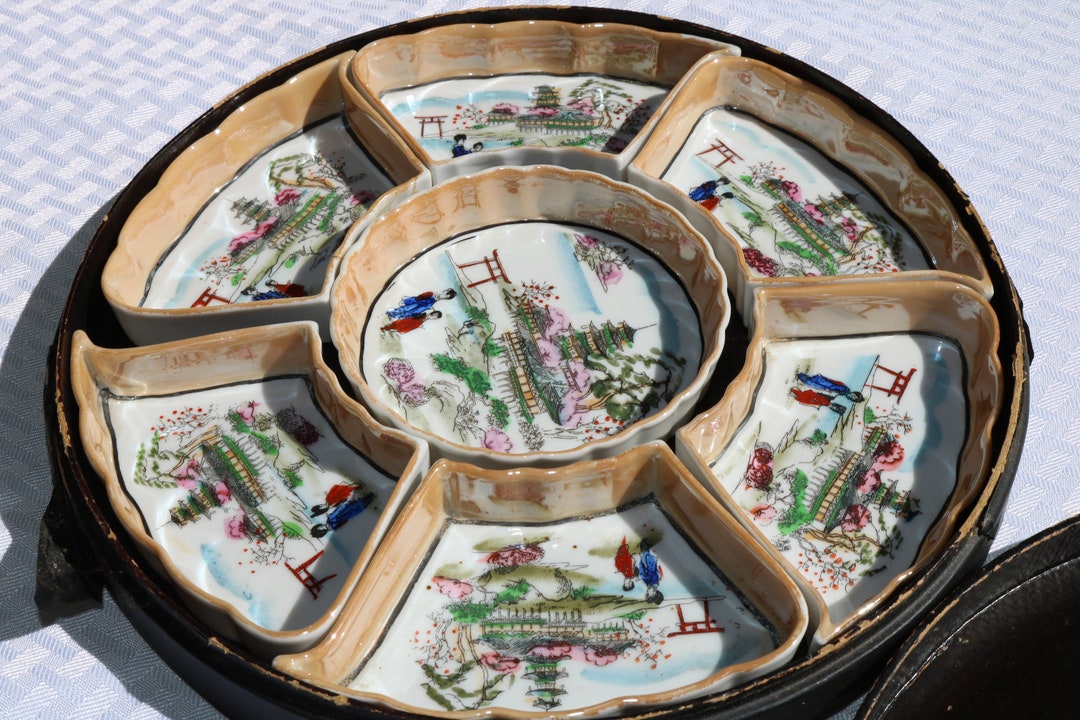40s Japanese Sweet Meats Hors D'oeuvres Tray Hand Crafted Porcelain in ...