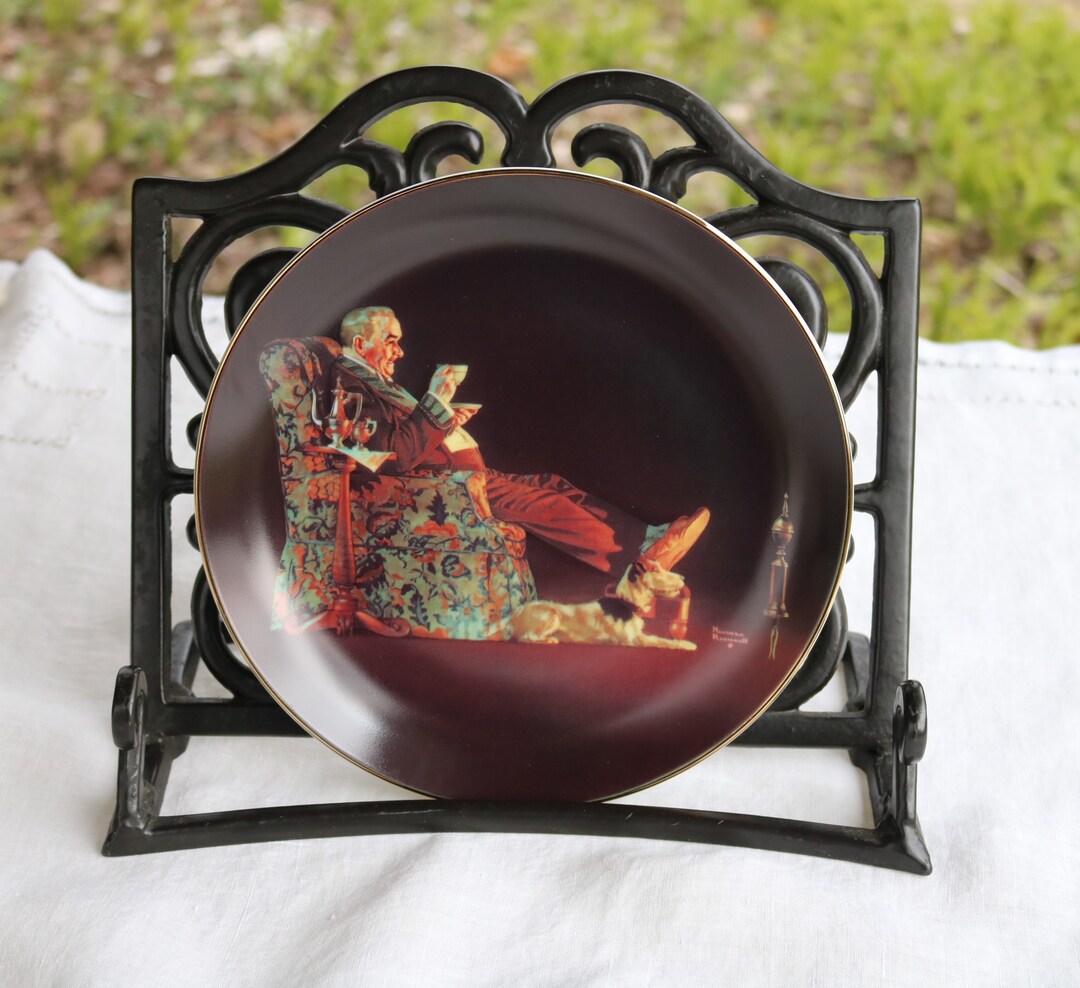 80s EVENING REPOSE Norman Rockwell Collectible Plate by Knowles From ...