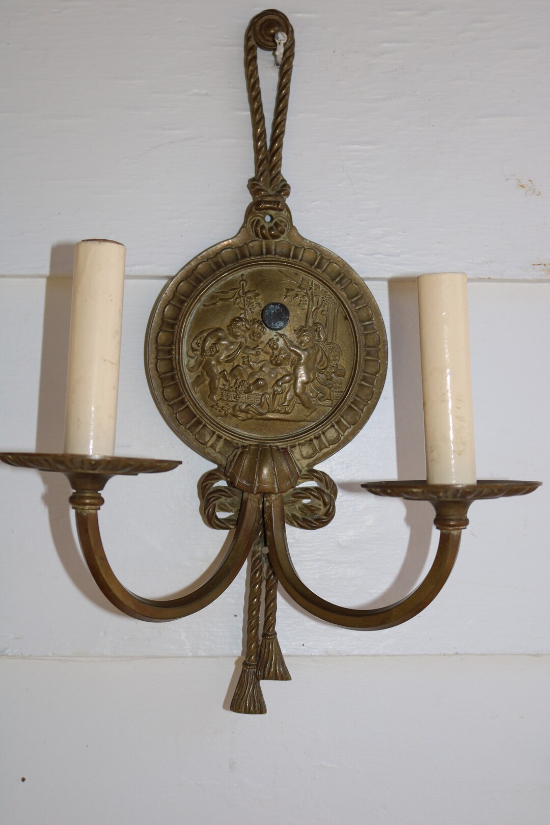 EDWARDIAN CHERUB Double Light SCONCE Cherubs Cast Bronze & Brass for ...