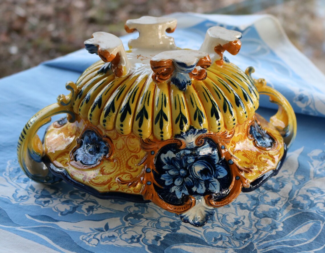 20s Agostinelli Dal Pra Italian Majolica CENTERPIECE With Shooting Star ...