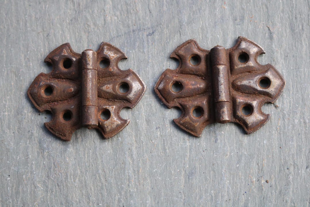 Set of Two Butterfly Hinges Rusty Steel From Art Deco Period Ornate ...
