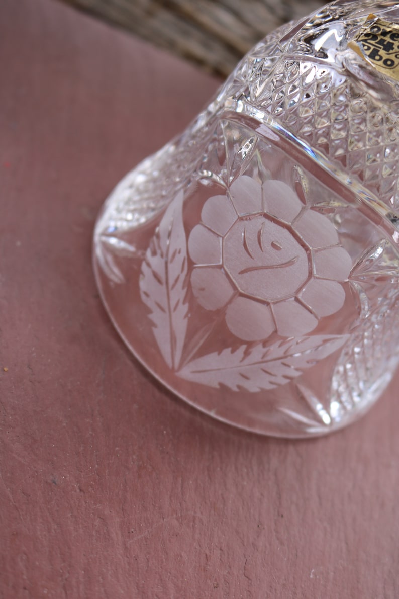 60s West German Hand Cut Crystal Glass BELL 24% Lead Crystal Frosted ...