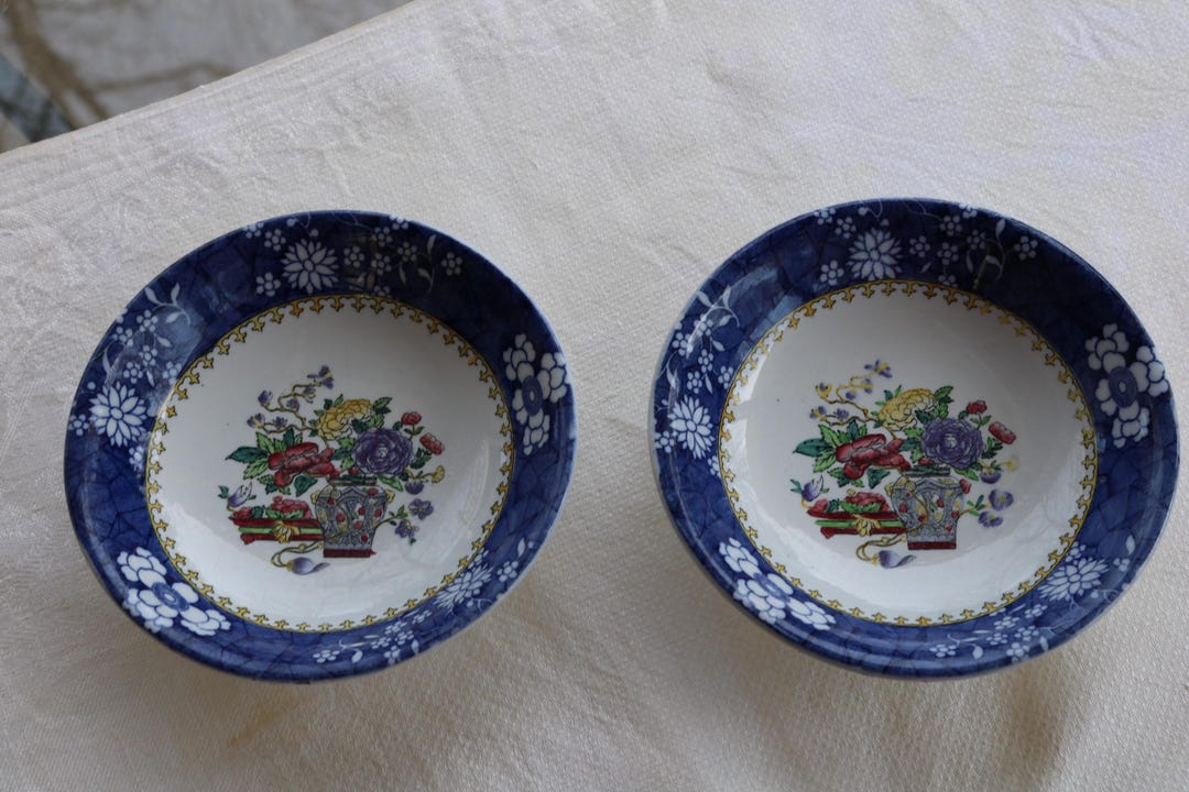Set of 2 Early 1900s SPODE Copeland Berry BOWLS Cobalt Blue Vase ...