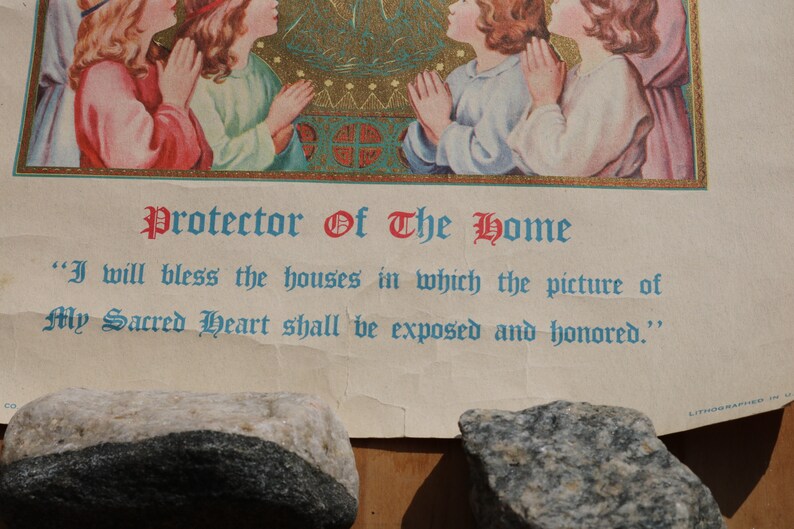 Very Old Lithograph Protector of The Home Jesus Christ Sacred | Etsy