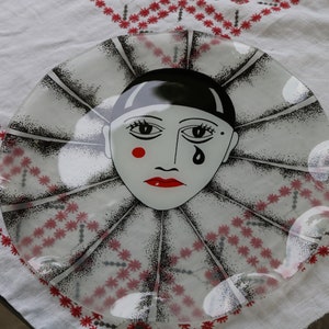 80s 90s Opaque Glass MIME With Teardrop Tray Plate Theatrical White ...