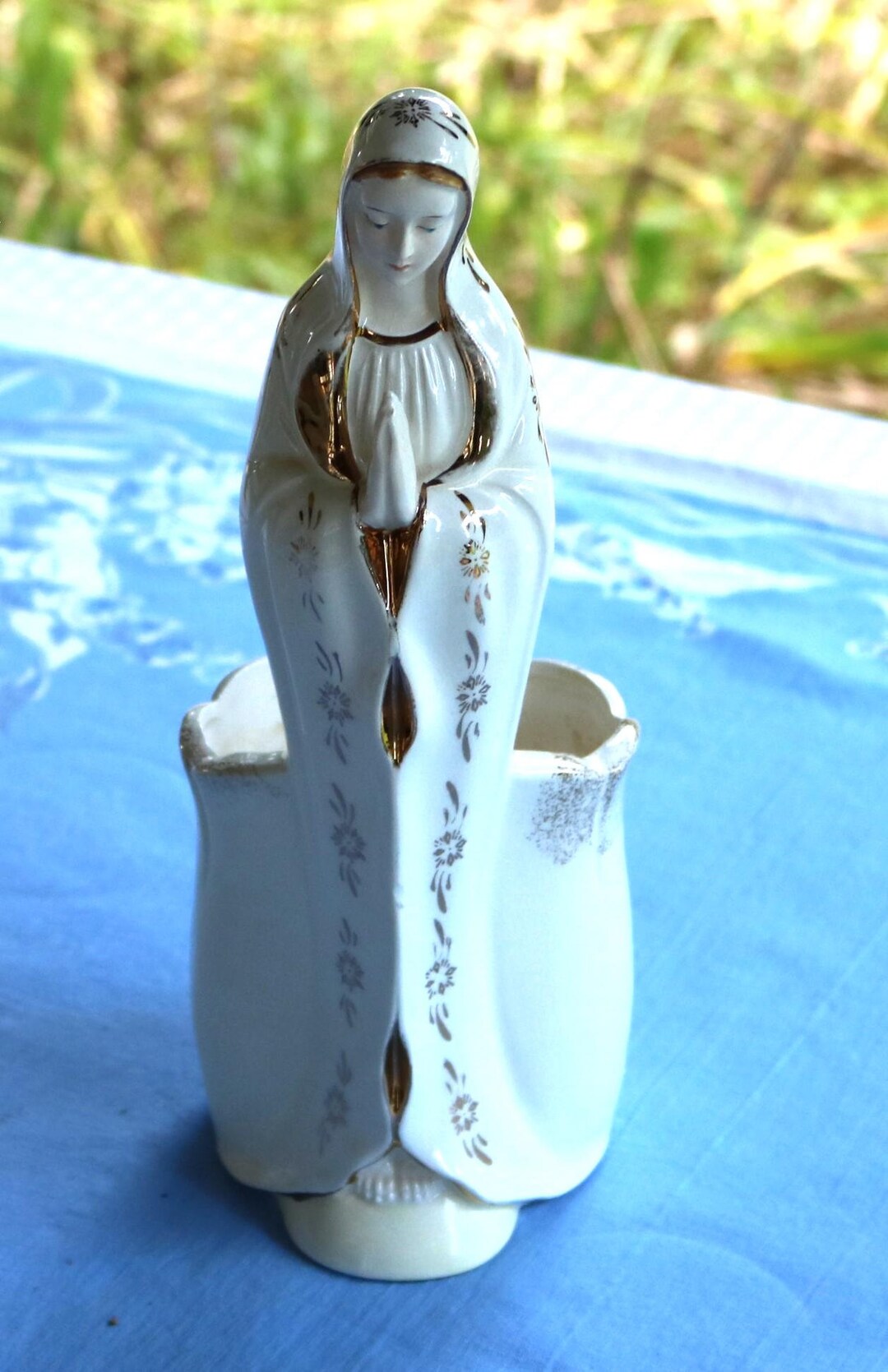 40s Virgin Mary PLANTER White Ceramic With Gold Japan - Etsy