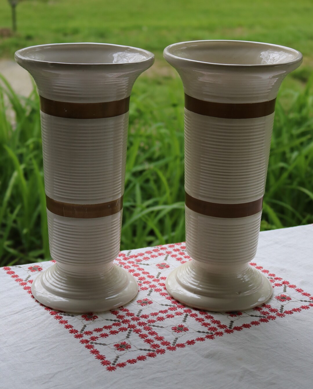 TWO Mid Century PILLAR VASES for Your Big Event by Hull Pottery #102 ...