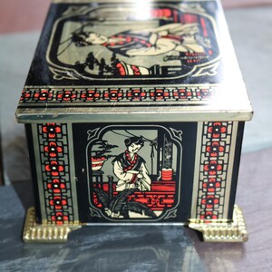 50s 60s Asian Theme TIN Gold Red and Black Hinged Made in West Germany ...