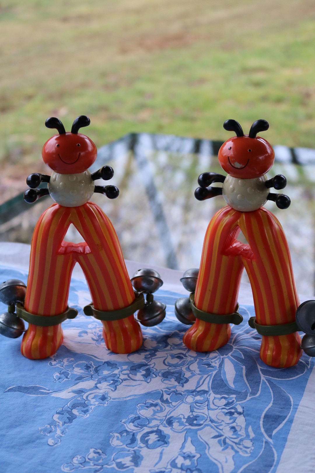 80s 90s TWO Ant Bug Percussion Rattles Metal Bells Orange and Yellow - Etsy
