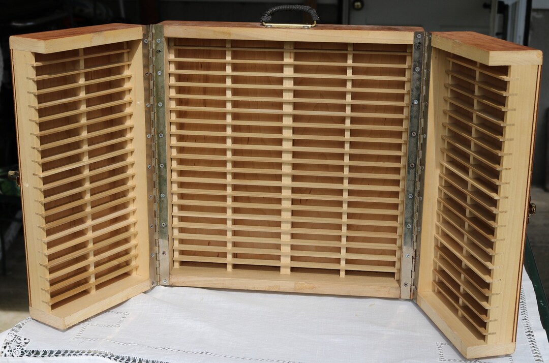 50s 60s Handcrafted Wooden SPECIMEN BOX 3-fold Heavy Construct for ...