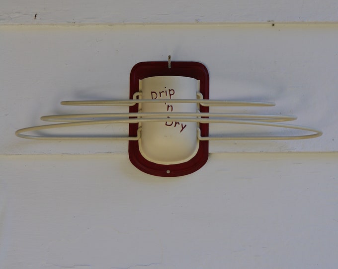 60s DRIP 'n DRY Hanging LAUNDRY Rack Atomic Style Red and off White ...
