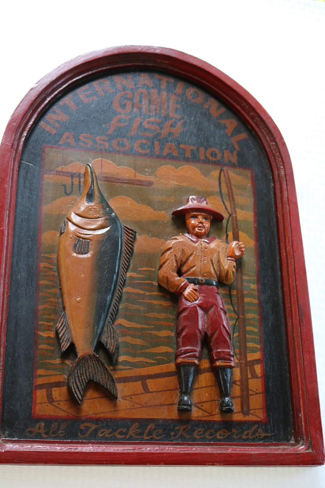 Vintage Wooden FISHING Themed 3d PLAQUE Fisherman Swordfish - Etsy