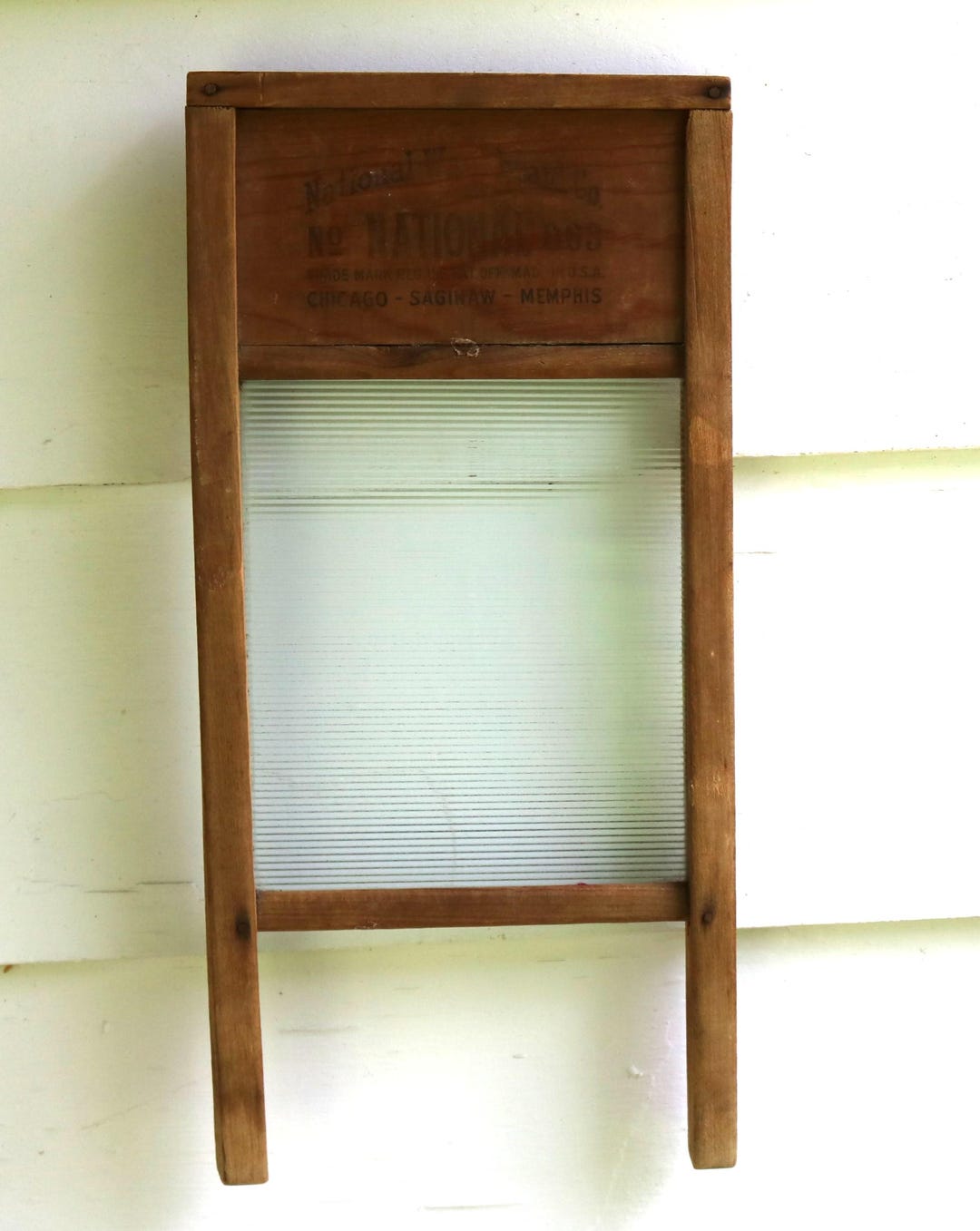 Antique Glass & Wood WASHBOARD National Washboard #863 for Lingerie ...