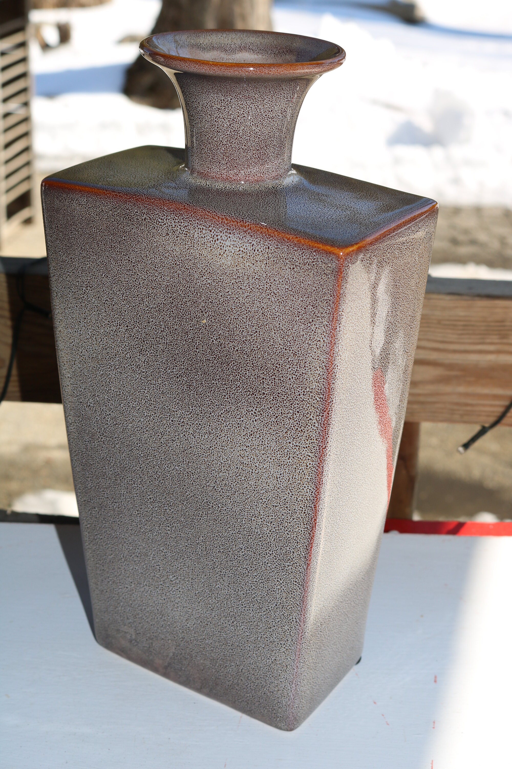 80s Ceramic Pointillism Asian Centerpiece BOTTLE VASE Beige | Etsy