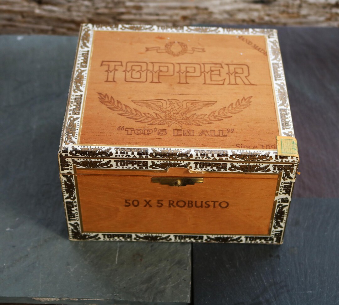 Wooden Cigar Box TOPPER Tops Em All Brand Marked Robusto Hand Made in ...
