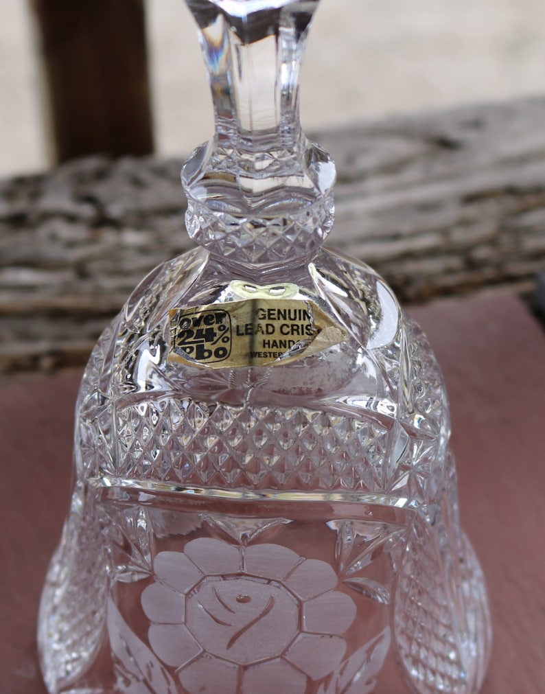 60s West German Hand Cut Crystal Glass BELL 24% Lead Crystal Frosted ...