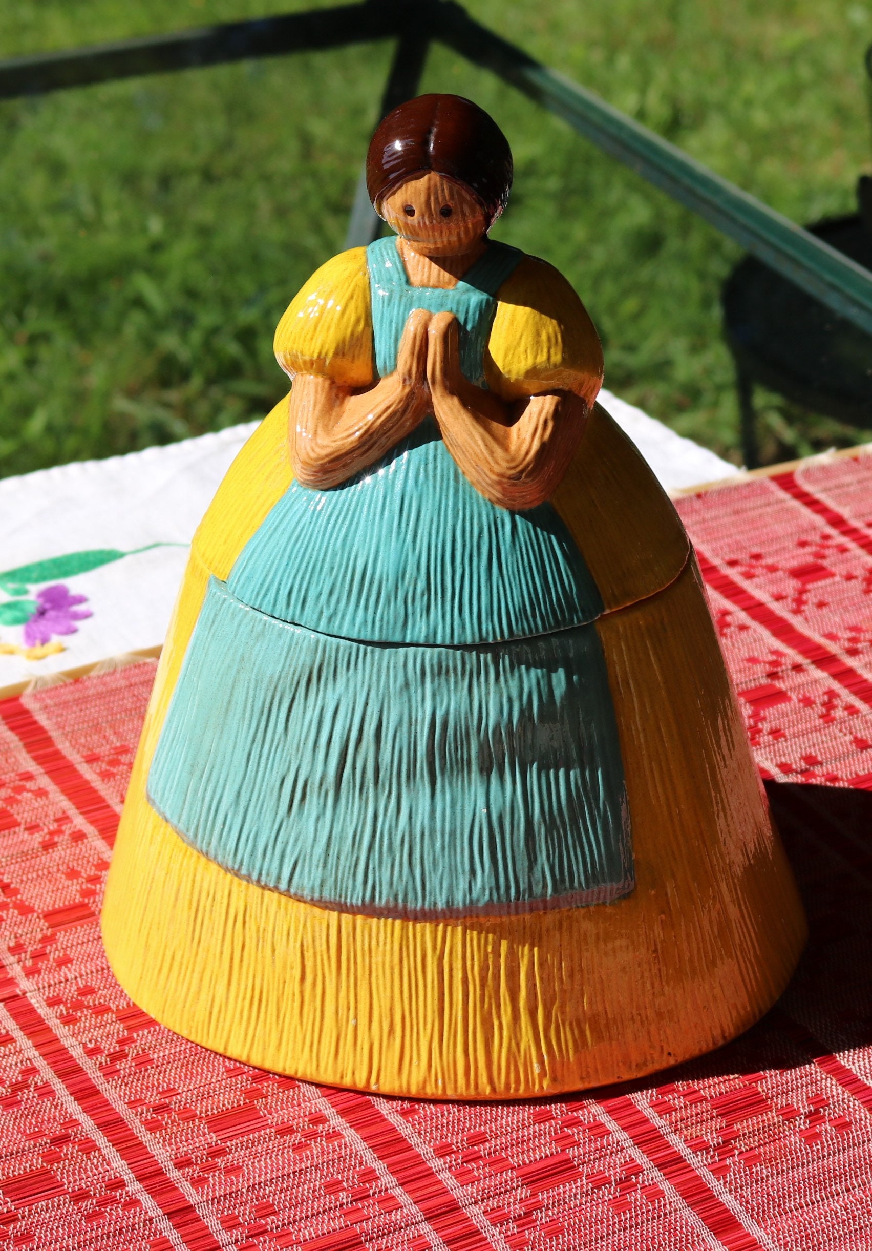 70s Ceramic CORNHUSK WOMAN Cookie JAR Country Folk Large - Etsy