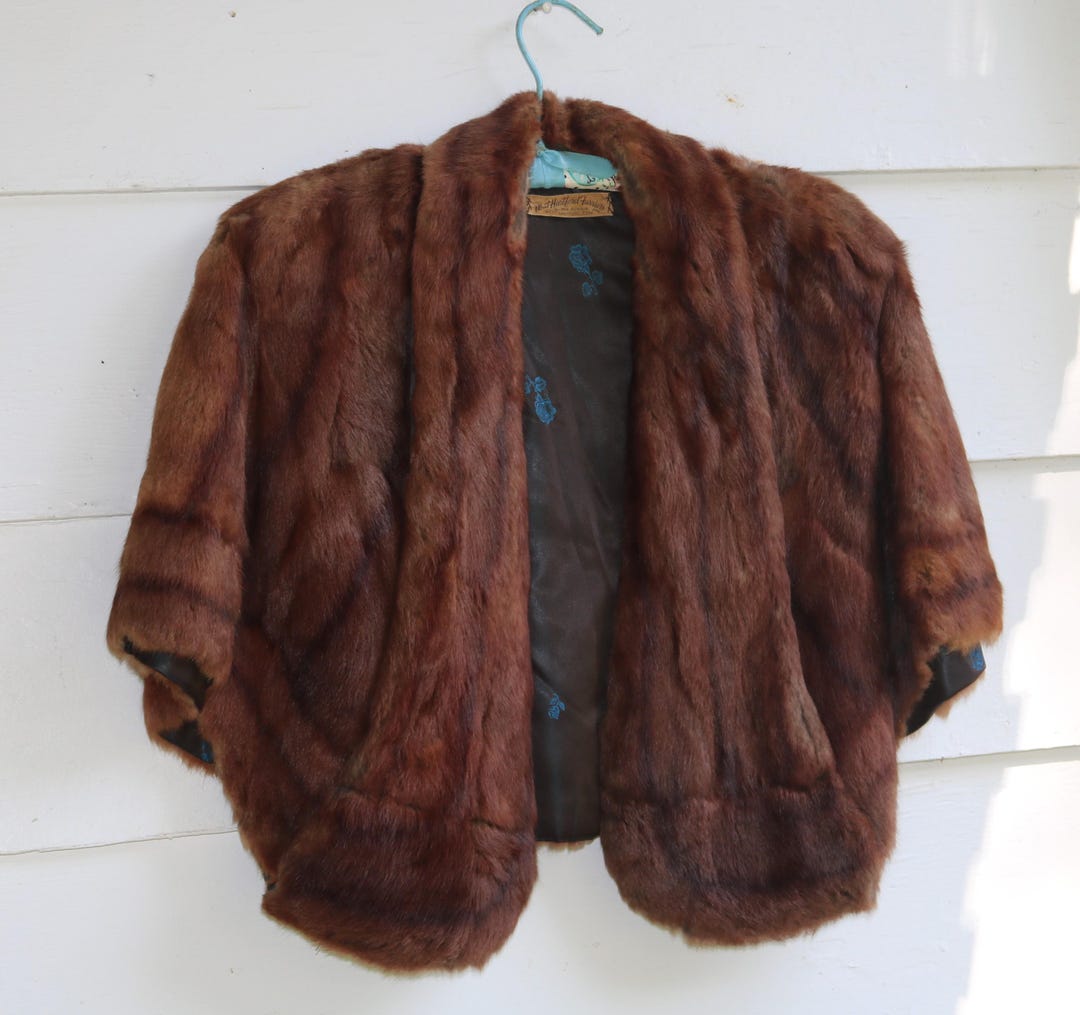 XL 50s Reddish Brown FUR CAPE Stole by West Hartford Furriers ...