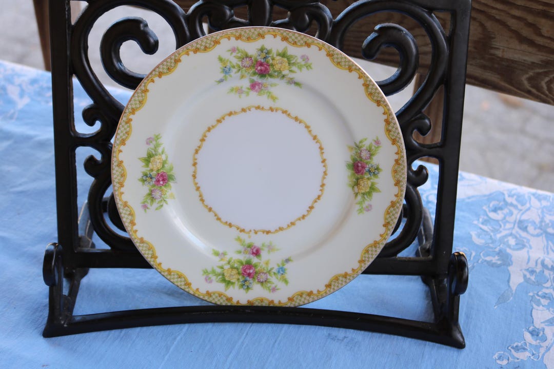 20s 30s MEPOCO JAPAN Dessert/salad Plate 7 1/2" Yellow Scrolls Green ...