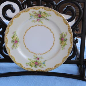 20s 30s MEPOCO JAPAN Dessert/salad Plate 7 1/2" Yellow Scrolls Green ...