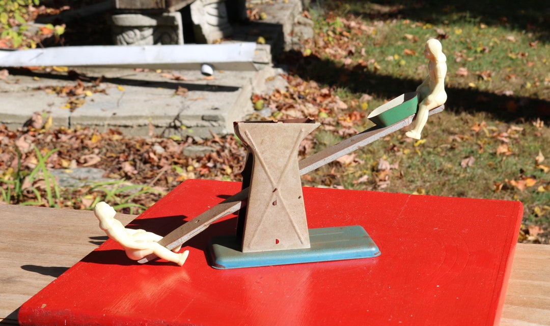40s Vintage Tin Teeter Totter See Saw Toy No Markings Unusual White ...