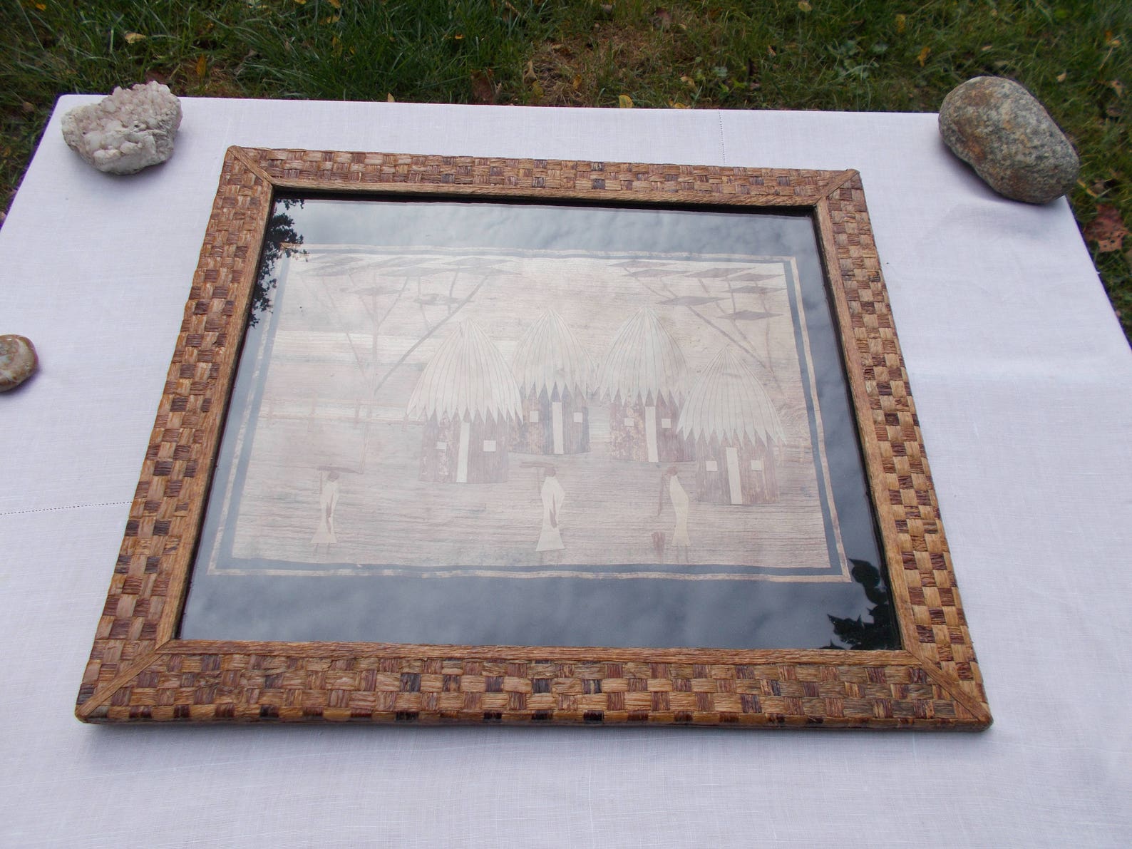 Primitive Tribal Art Work With Both VILLAGE SCENE and FRAME | Etsy