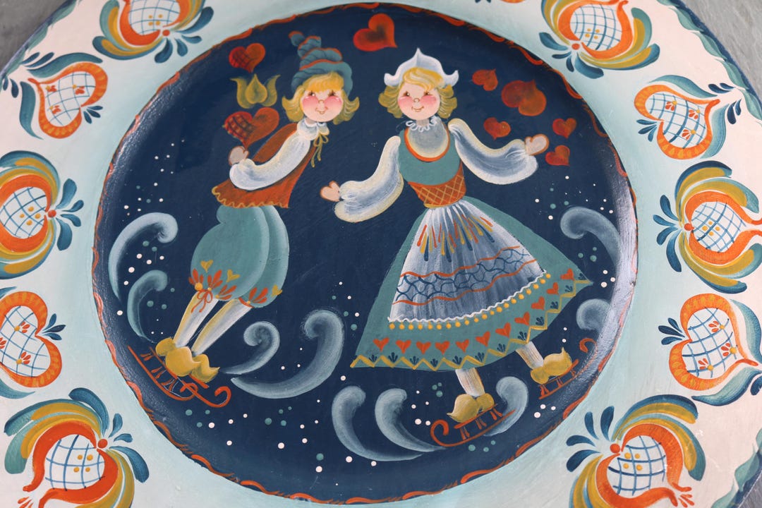 60s Hand Crafted WOODEN DUTCH SIGN Hanging Blues and Reds 14 - Etsy