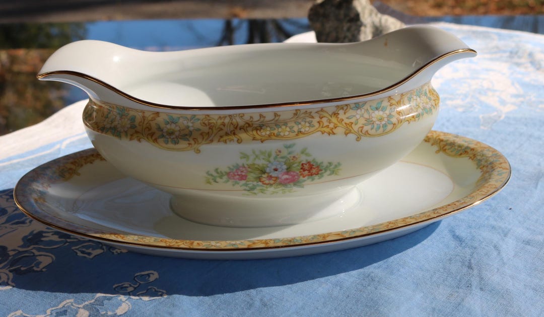 40s Gravy Boat With Attached Plate NORITAKE Ivory Floral in the ...