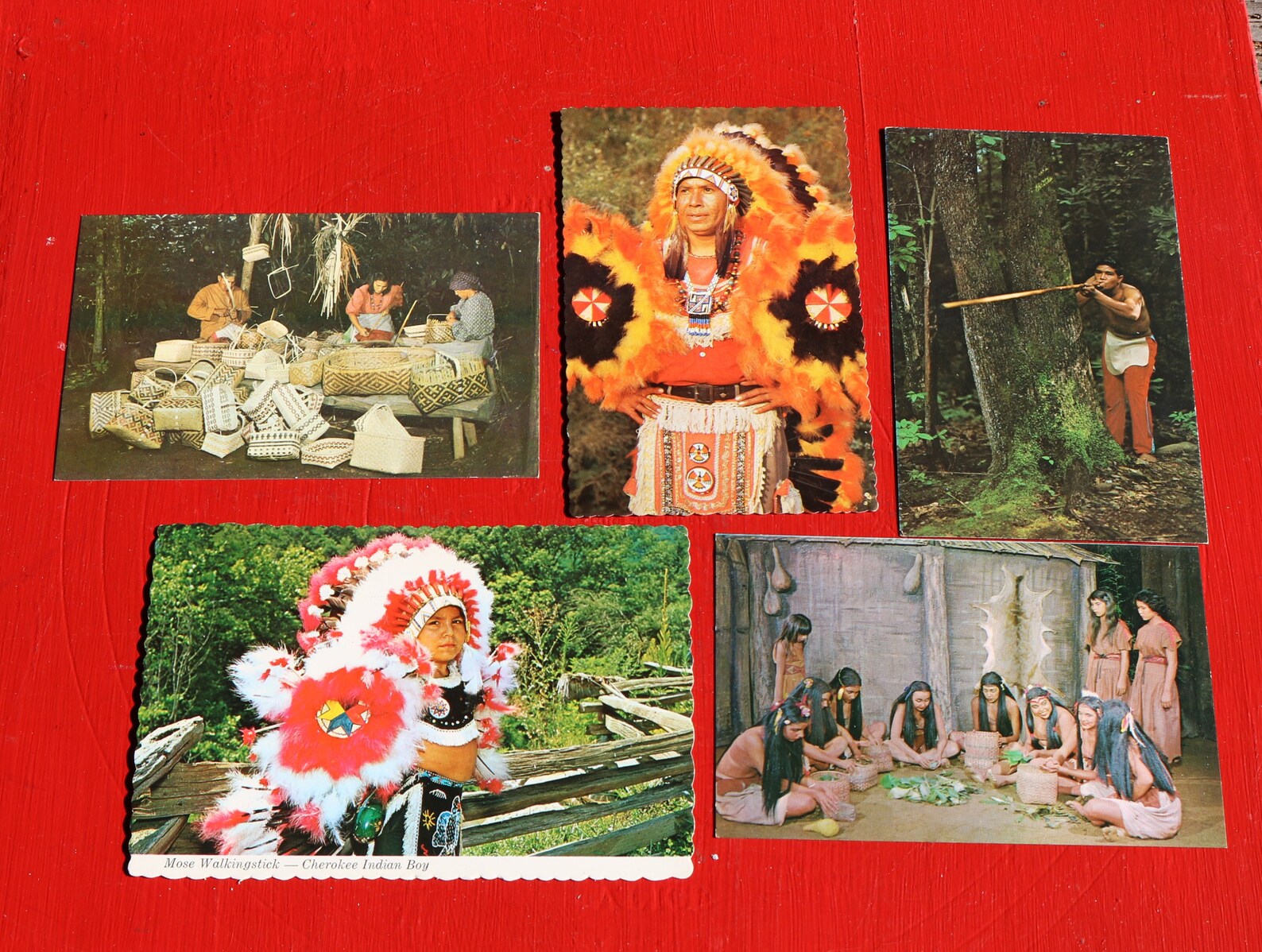FIVE 60s CHEROKEE North Carolina POSTCARDS Unused Oconaluftee | Etsy
