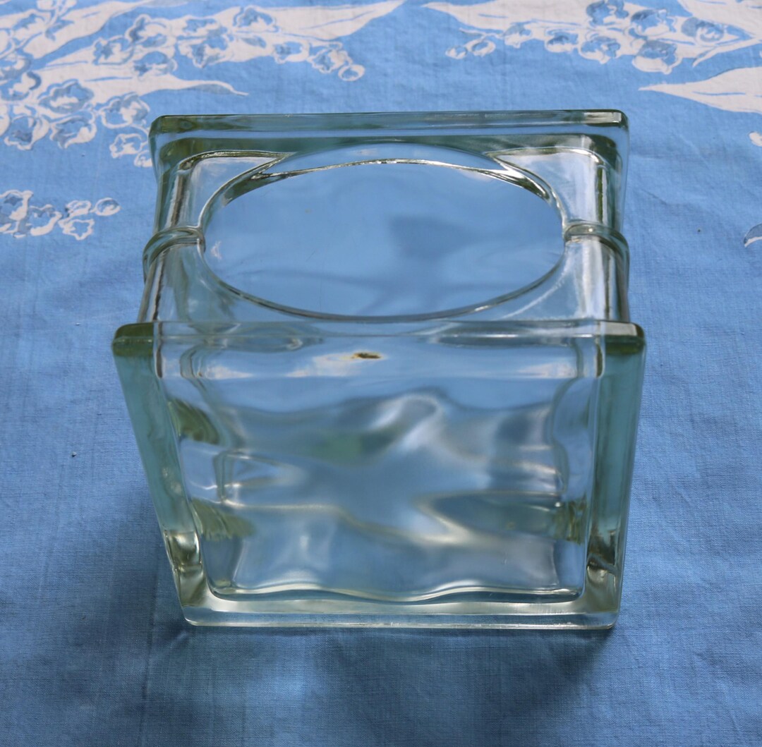50's Clear GLASS BLOCK for Repurpose Top Opening Holds Water Supply - Etsy