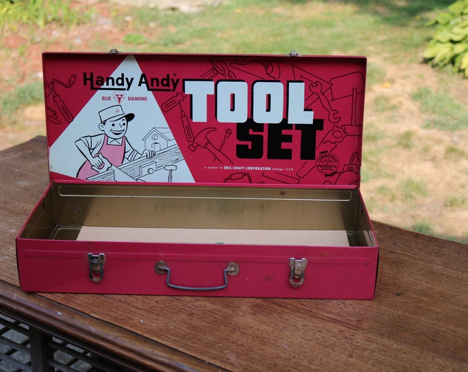 50s HANDY ANDY TOOL Chest Toy Metal Great Graphics Display - Etsy