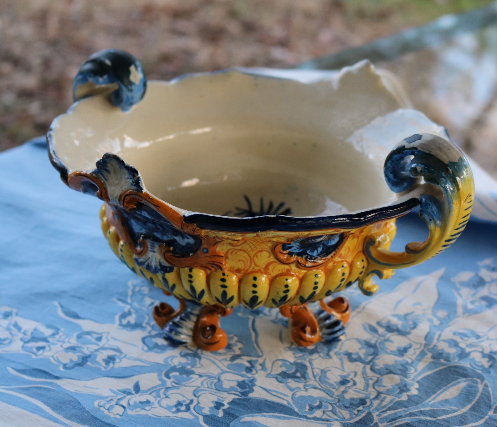 20s Agostinelli Dal Pra Italian Majolica CENTERPIECE With Shooting Star ...